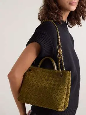 Bottega Veneta Andiamo Intrecciato Suede Tote