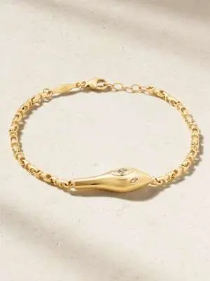 Jacquie Aiche 14-karat Diamond Snake Bracelet