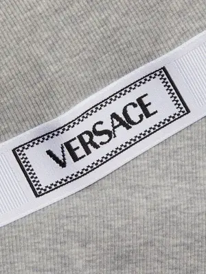 Versace Cotton Rib Logo Bralette