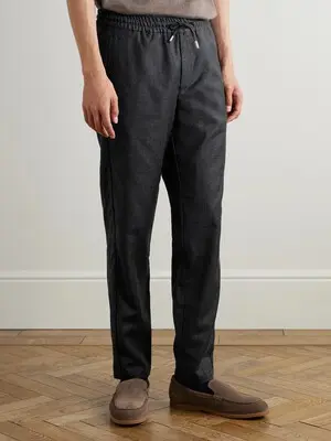 Mr P. James Slim-fit Wool-flannel Drawstring Suit Trousers