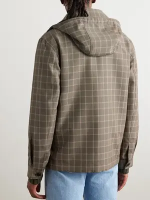 Mr P. Checked Recycled-shell Hooded Coach Jacket