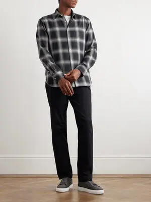 Officine Générale Benoit Checked Cotton-flannel Shirt - Gray