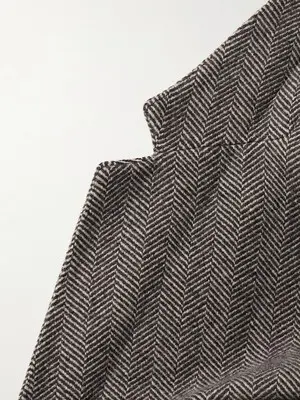 Officine Générale Leon Double-breasted Herringbone Cashmere Blazer - Brown