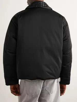 Bottega Veneta Intrecciato Leather-trimmed Down Jacket - Black