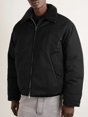 Bottega Veneta Intrecciato Leather-trimmed Down Jacket - Black