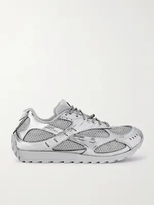 Bottega Veneta Orbit Metallic Rubber And Mesh Sneakers