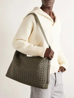 Bottega Veneta Intrecciato Textured-leather Tote Bag - Green