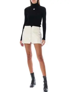 COURREGES Ribbed Mock Neck Sweater - Black