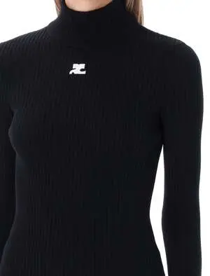COURREGES Ribbed Mock Neck Sweater - Black