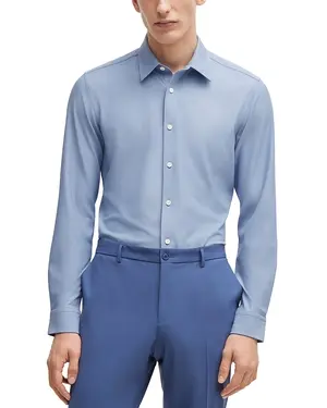 BOSS Boss Slim Fit Kent Collar Shirt Open Blue