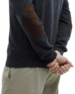 Barbour Elbow Patch Crewneck Sweater - Charcoal