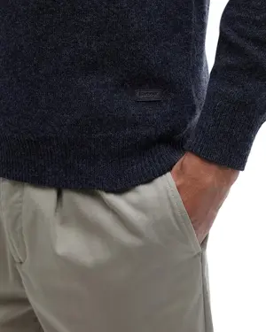 Barbour Elbow Patch Crewneck Sweater - Charcoal