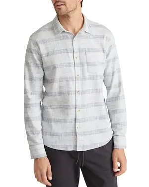 Marine Layer Cotton Stretch Stripe Regular Fit Button Down Selvage Shirt - Blue Baja