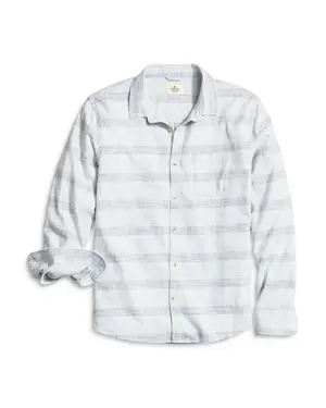 Marine Layer Cotton Stretch Stripe Regular Fit Button Down Selvage Shirt - Blue Baja