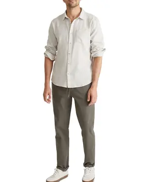 Marine Layer Cotton Stretch Stripe Regular Fit Button Down Selvage Shirt