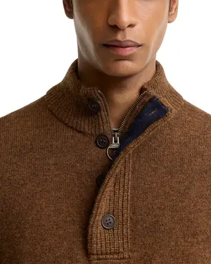 Barbour Elbow Patch Mock Neck Sweater - Bracken