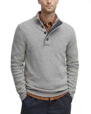 Barbour Elbow Patch Mock Neck Sweater - Stone