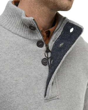 Barbour Elbow Patch Mock Neck Sweater - Stone