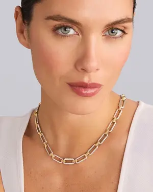 Lagos 18k Yellow Gold & Sterling Silver Diamond Link Necklace