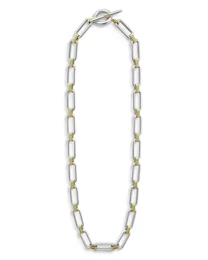 Lagos 18k Yellow Gold & Sterling Silver Diamond Link Necklace