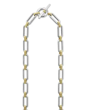 Lagos 18k Yellow Gold & Sterling Silver Diamond Link Necklace