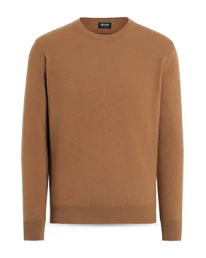 Zegna Oasi Cashmere Crewneck Sweater - Dark Beige