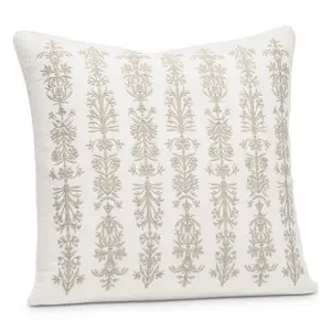 BOLL & BRANCH Linen Floral Reed Decorative Pillow With Insert, 20 X 20 - White/oak