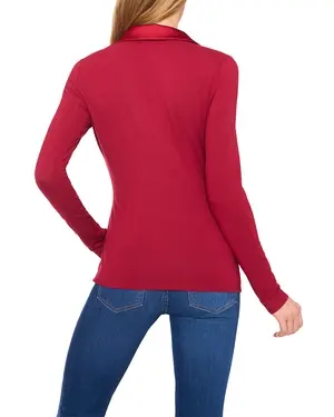 CECE DUPRAZ Collared Long Sleeve Top - Mulberry Red