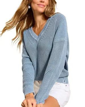 Tommy Bahama V-neck Cotton Sweater - Canyon Sky