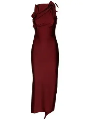 Coperni COPERNI Asymmetric Jersey Flower Midi Dress - Red