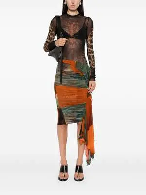 MUGLER Archive-print Ruched Skirt