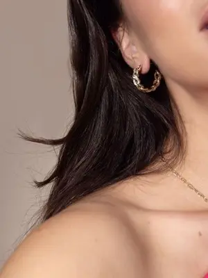 SYDNEY EVAN 14kt Yellow Diamond Hoop Earrings