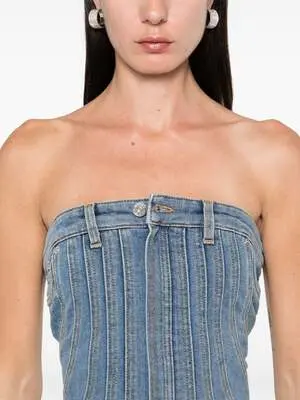 MUGLER Spiral Denim Bustier