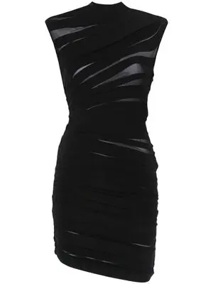 MUGLER Ruched Sheer Mini Dress