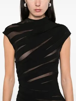 MUGLER Ruched Sheer Mini Dress