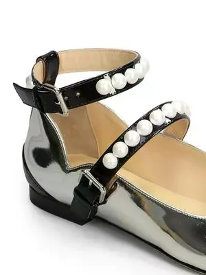 Mach & Mach Panelled Ballet Flats - Silver