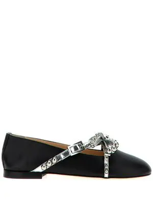 Mach & Mach Stud-embellished Leather Ballet Flats - Black