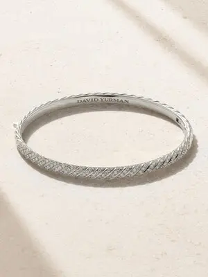 David Yurman Sculpted Cable Diamond Bangle - Gold