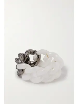 Shay Ceramic, 18-karat Blackened Gold And Diamond Link Ring