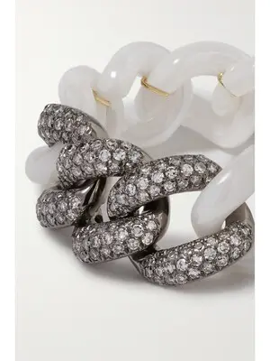 Shay Ceramic, 18-karat Blackened Gold And Diamond Link Ring