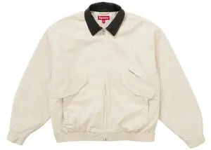 Supreme Leather Collar Utility Jacket - Stone