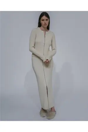 Rosetta Getty Rosetta Getty Zip-Up Mercerized Wool Cashmere Cardigan - Neutral
