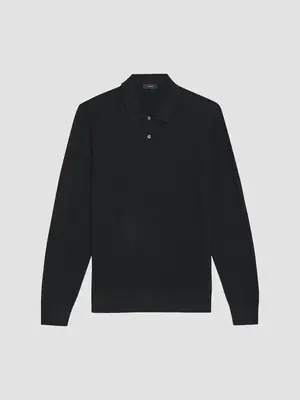 Theory Goris Lightweight Knit Polo Sweater - Black