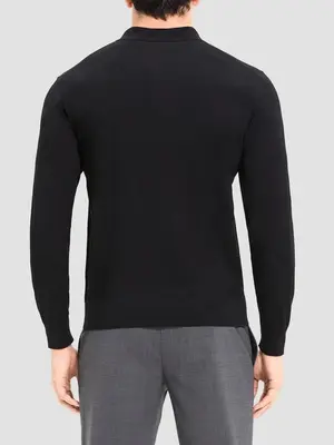 Theory Goris Lightweight Knit Polo Sweater - Black
