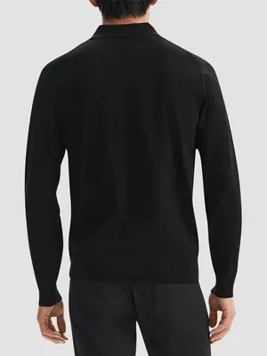 Theory Goris Lightweight Knit Polo Sweater - Black