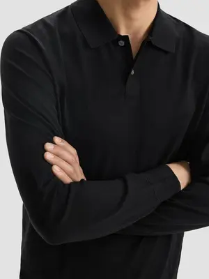 Theory Goris Lightweight Knit Polo Sweater - Black