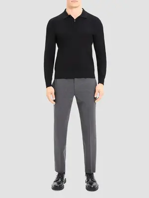 Theory Goris Lightweight Knit Polo Sweater - Black