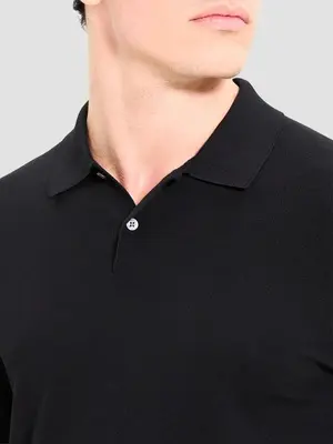 Theory Goris Lightweight Knit Polo Sweater - Black