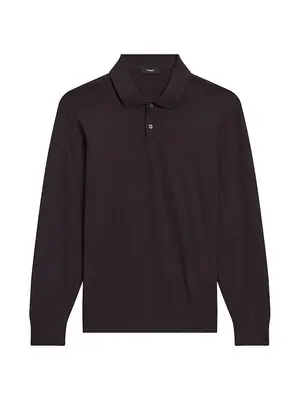 Theory Goris Lightweight Knit Polo Sweater Hickory