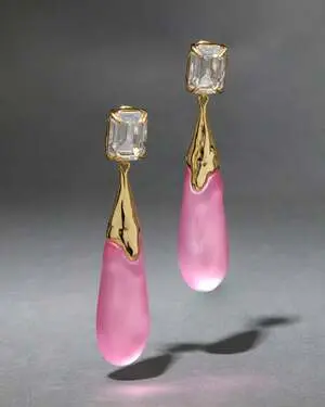 Alexis Bittar Bonbon Crystal Large Teardrop Earrings Candy Pink